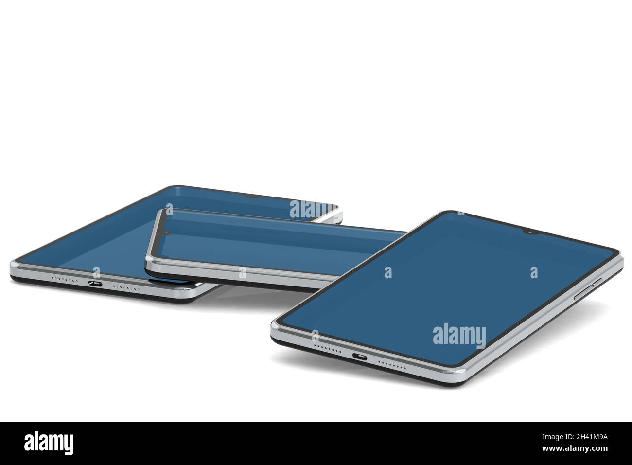 Three mobile phones isolated on white background Stock Photo - Alamy