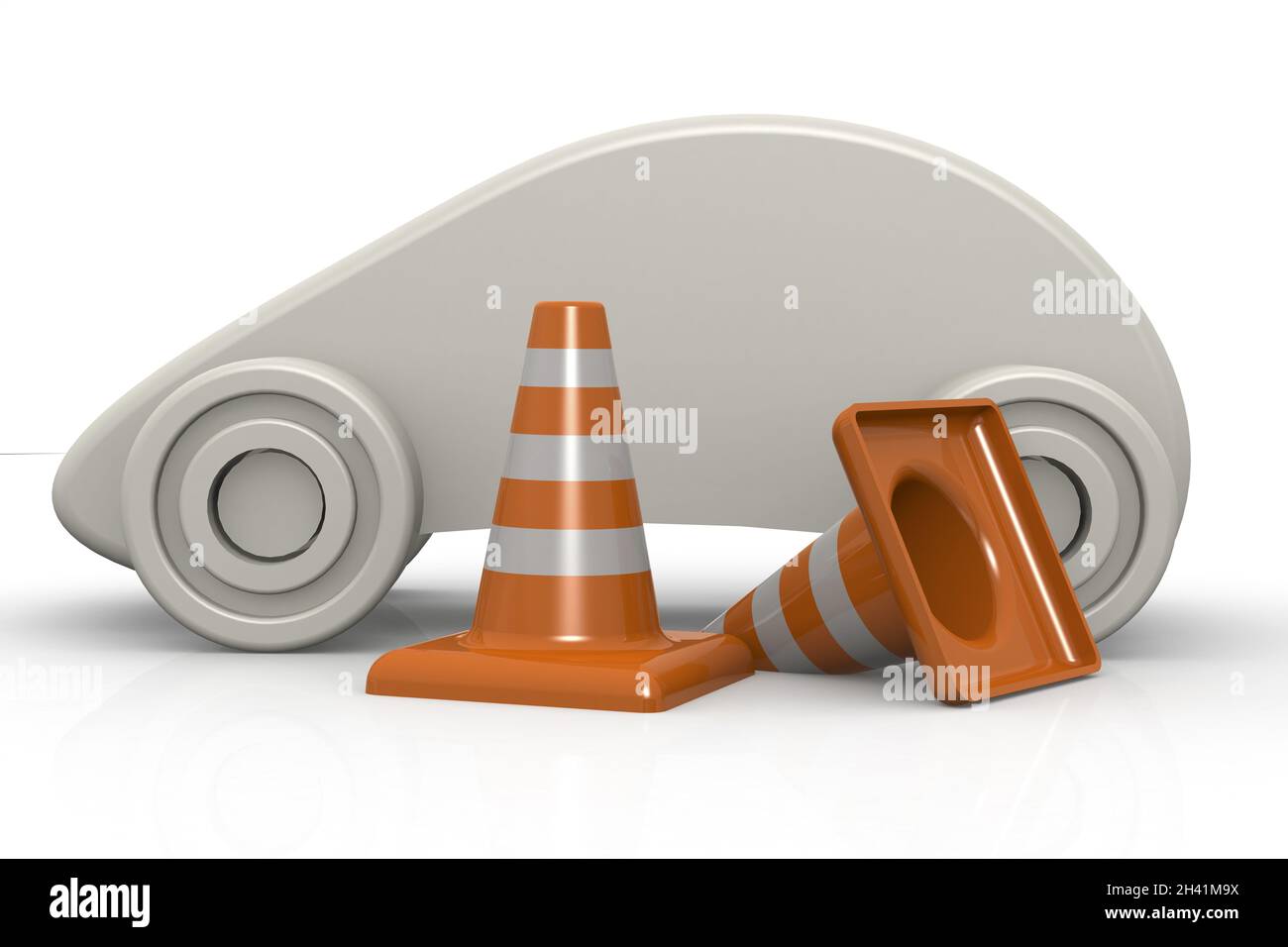 Traffic cones and car model isolated Stock Photo - Alamy