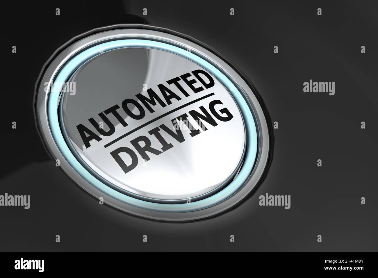 Automated driving button on black background Stock Photo - Alamy