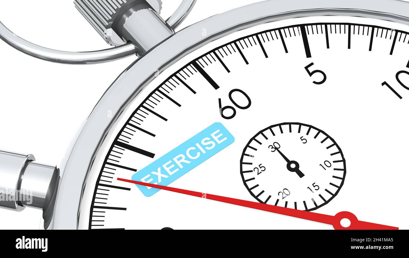 Exercise word on classic stopwatch Stock Photo - Alamy