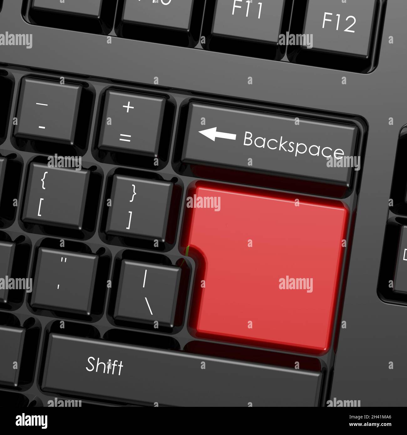 Red enter button on black computer keyboard Stock Photo - Alamy