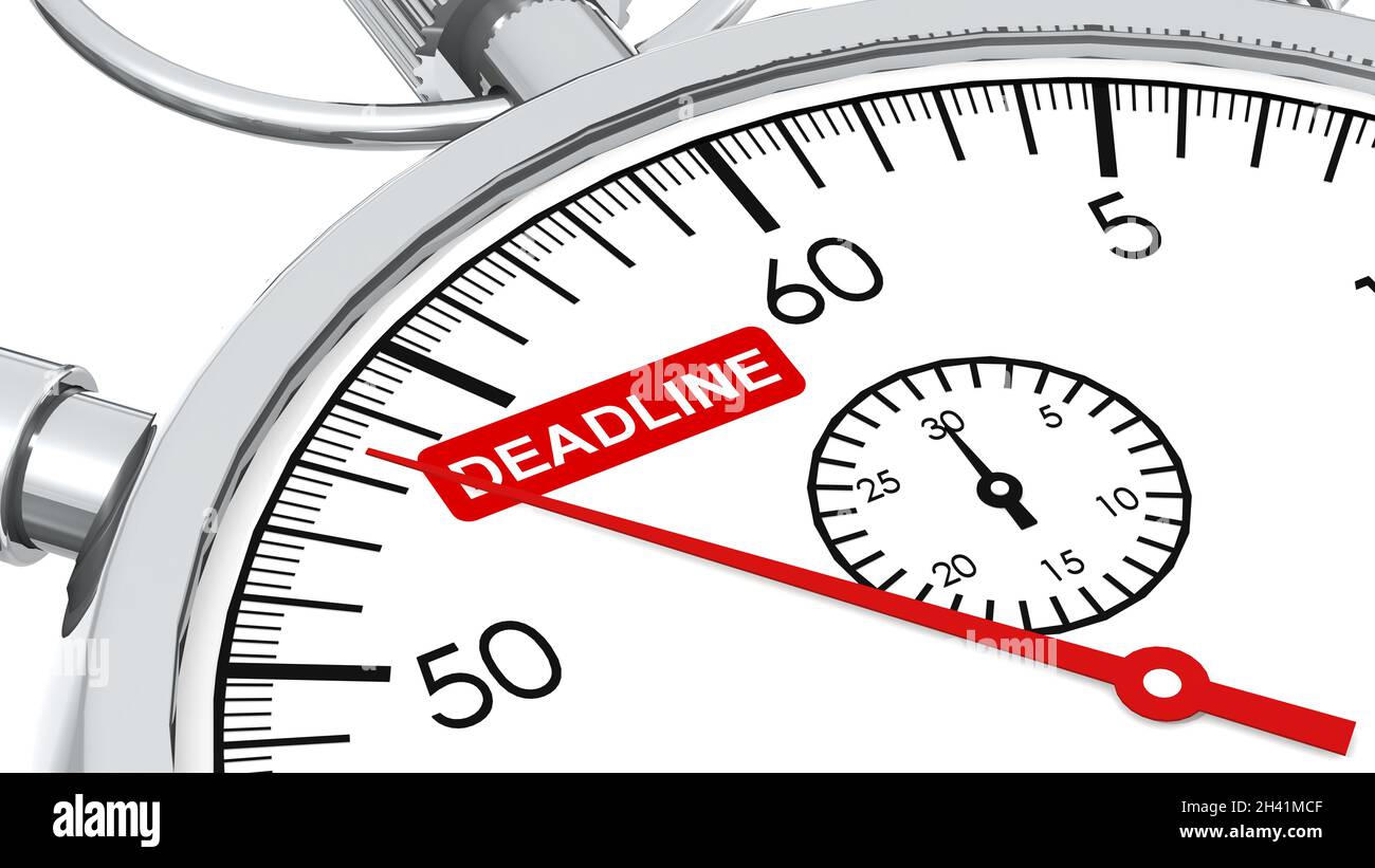 Deadline word on classic stopwatch Stock Photo - Alamy