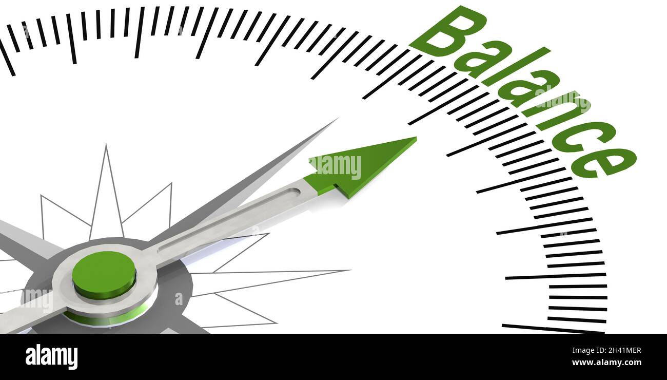 Balance word on white compass Stock Photo - Alamy
