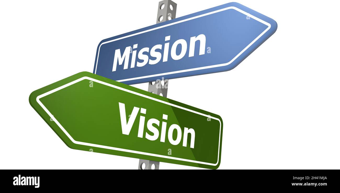 Road sign with mission vision word Stock Photo - Alamy