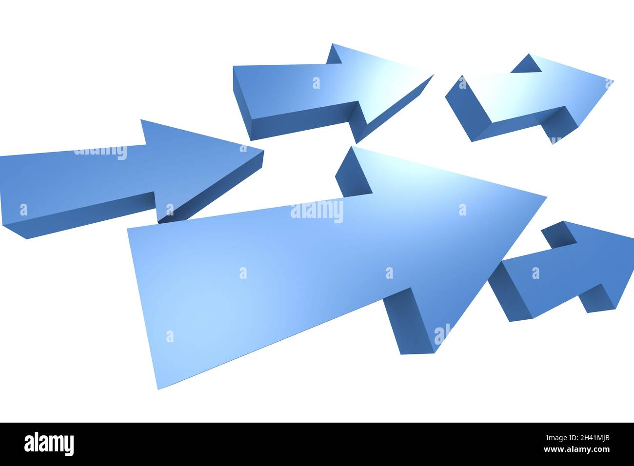 Blue group of arrows isolated on white background Stock Photo - Alamy