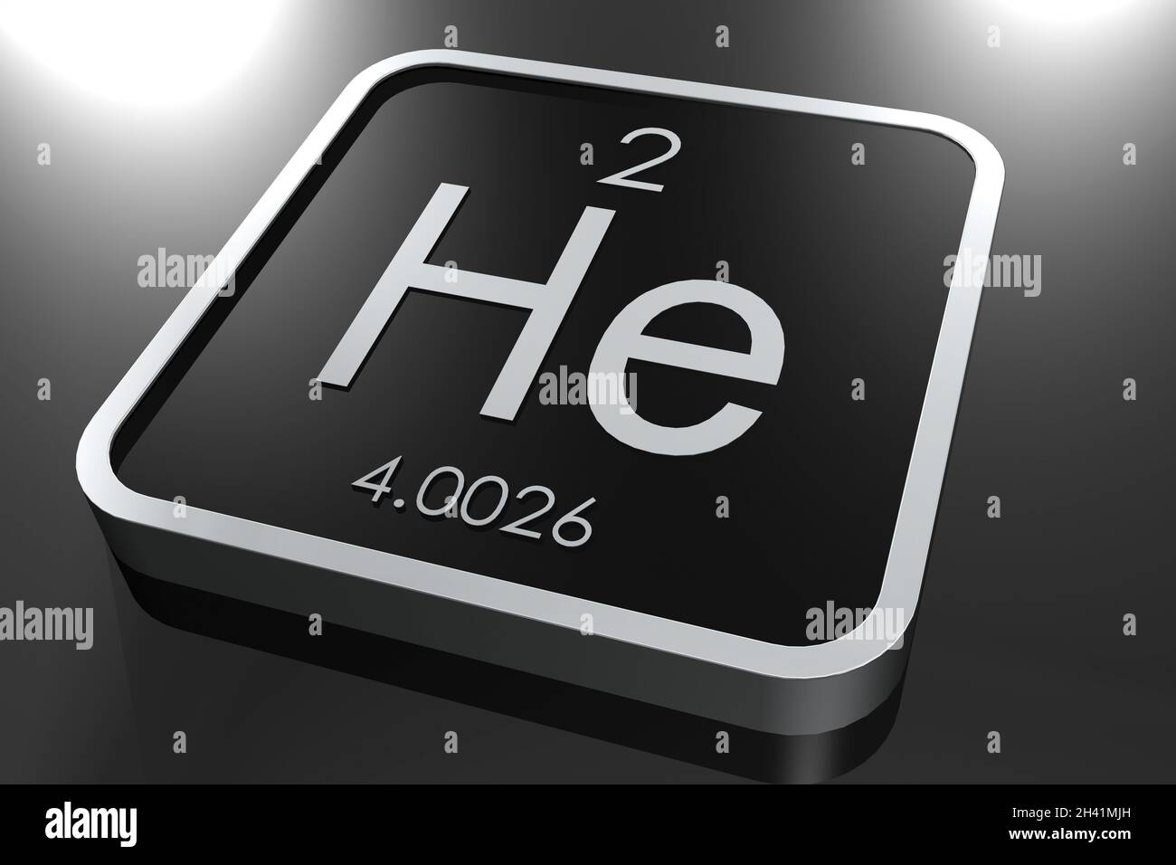 Helium element from periodic table on black square block Stock Photo ...
