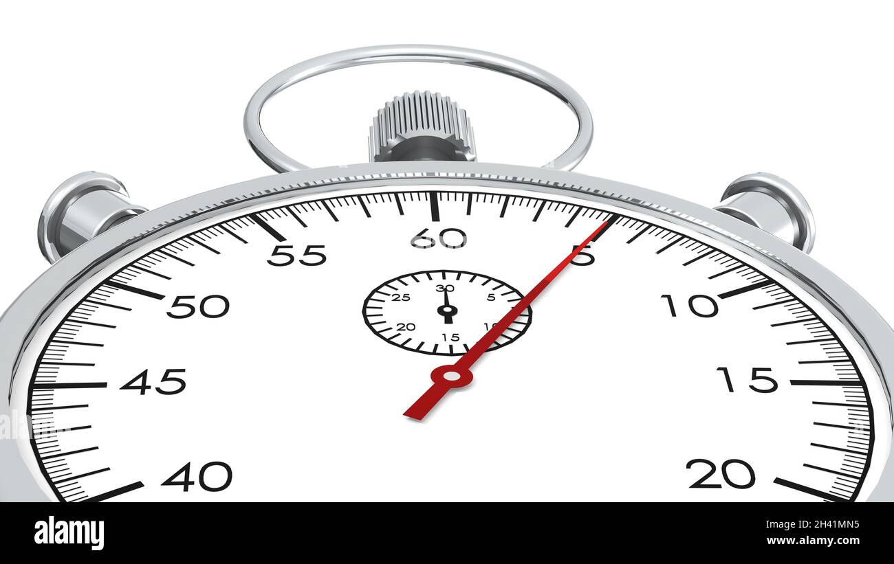 Stopwatch with red second hand approach to 5 seconds Stock Photo - Alamy