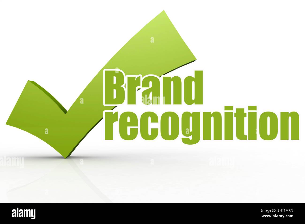 Brand recognition word with green checkmark Stock Photo - Alamy