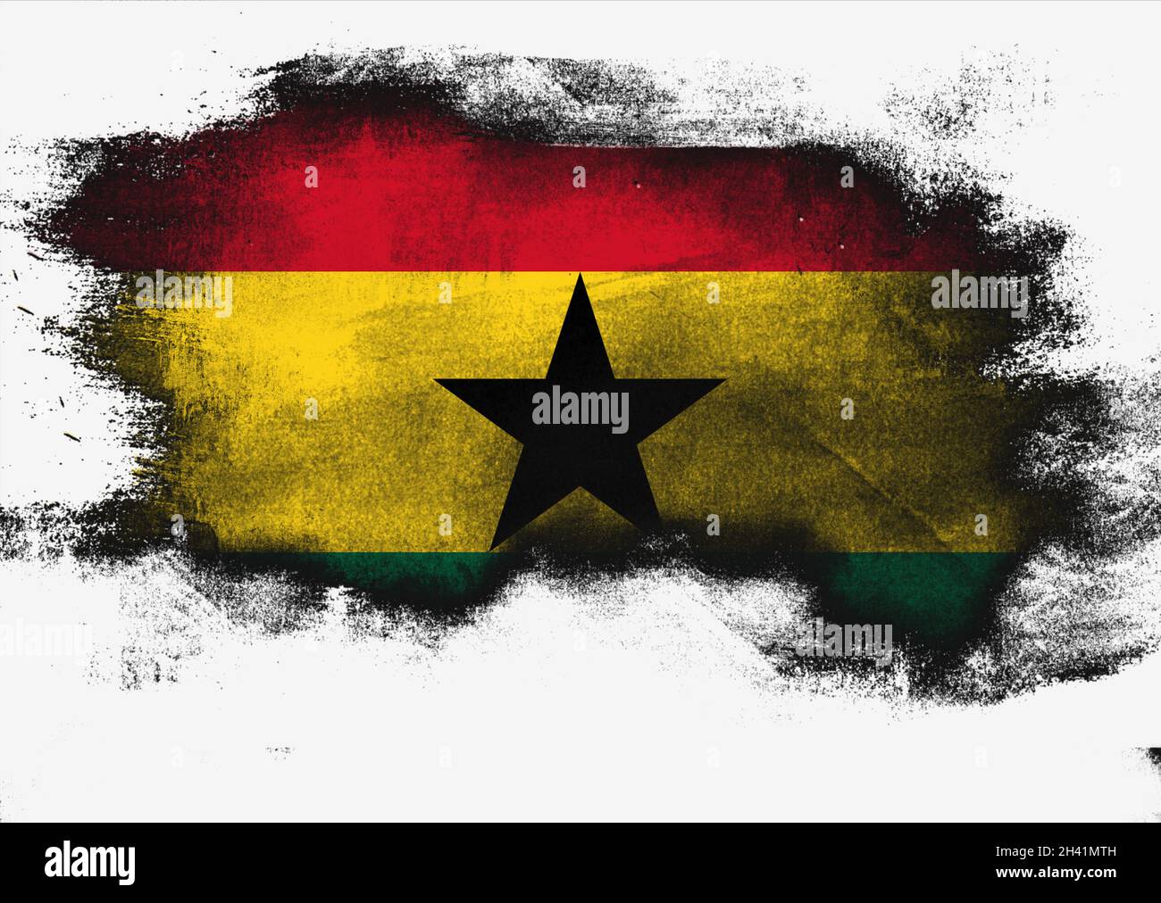 Ghana flag painted with brush Stock Photo - Alamy