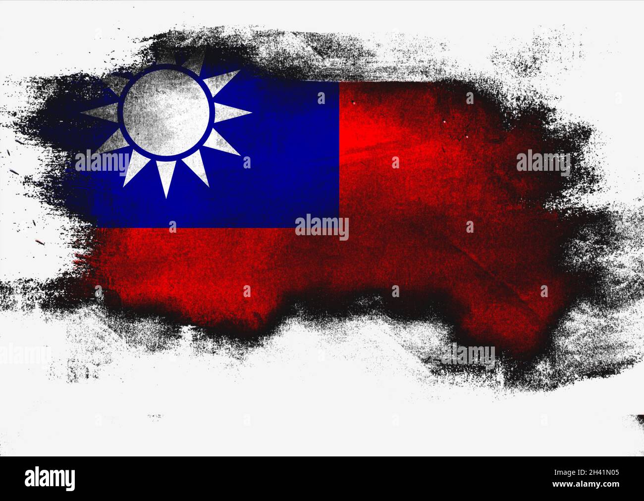 Taiwan flag painted with brush Stock Photo - Alamy
