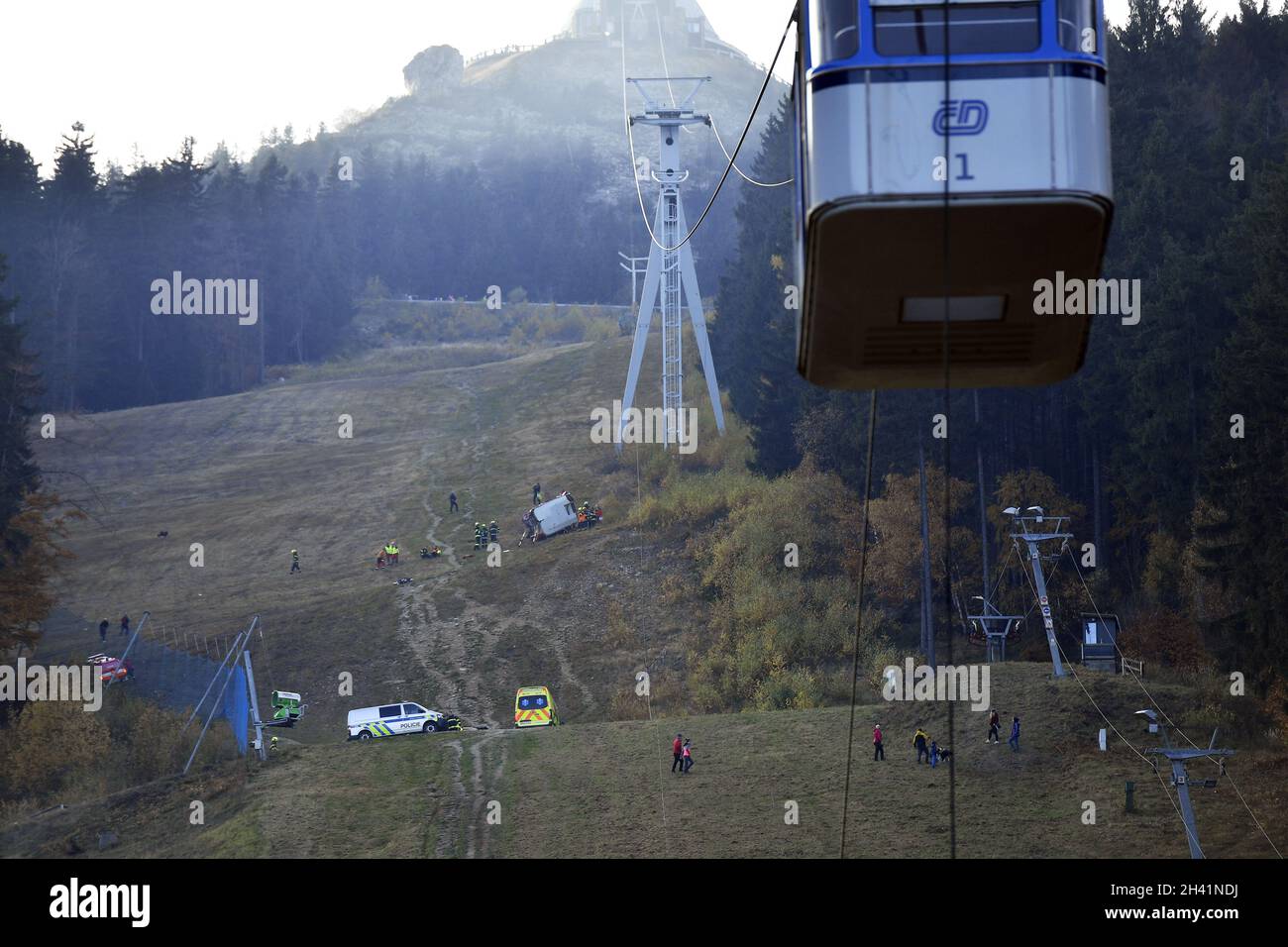 Liberec, Czech Republic. 31st Oct, 2021. Rescuers work on a scene of a ...