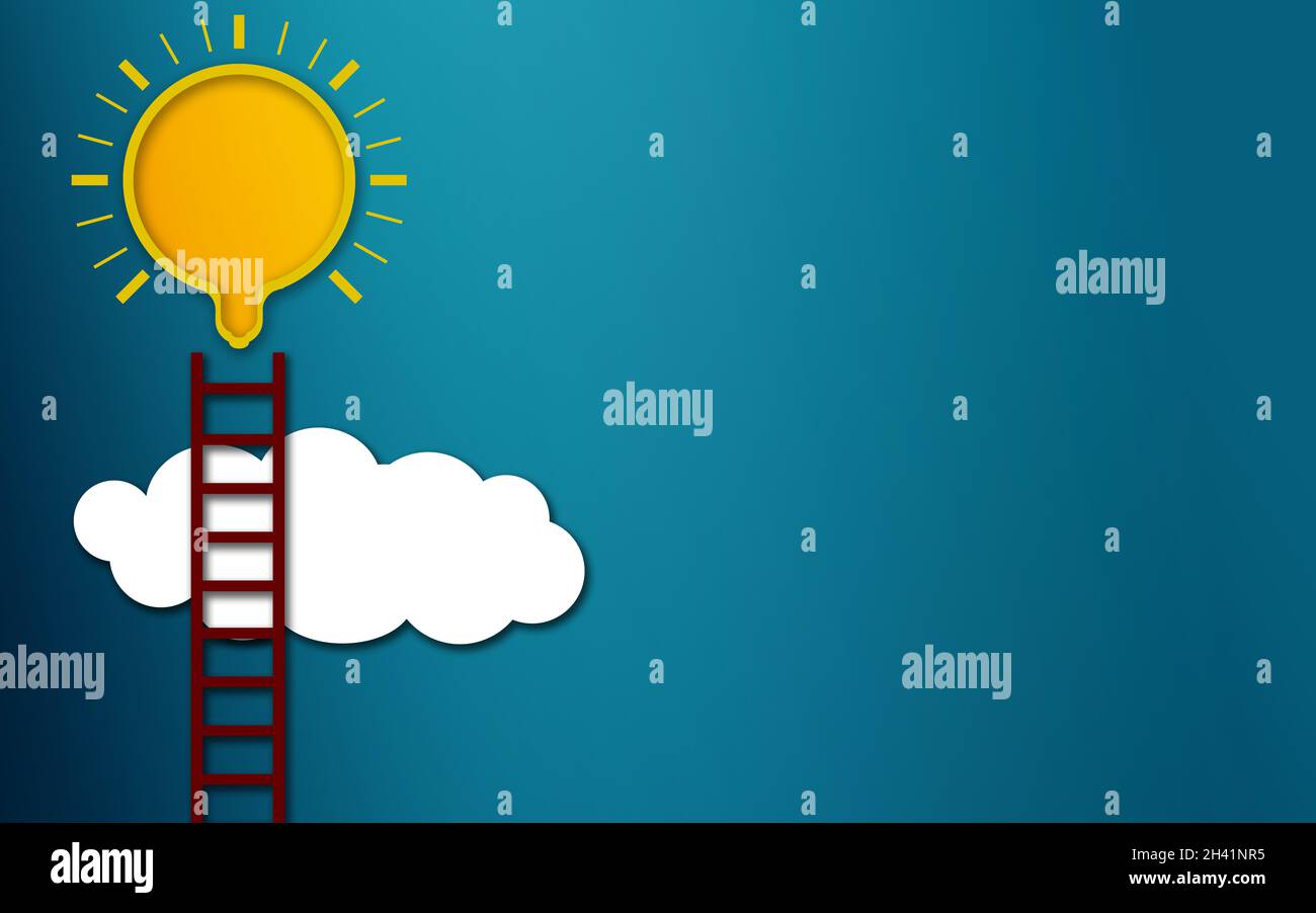 Red ladder to light bulb Stock Photo - Alamy