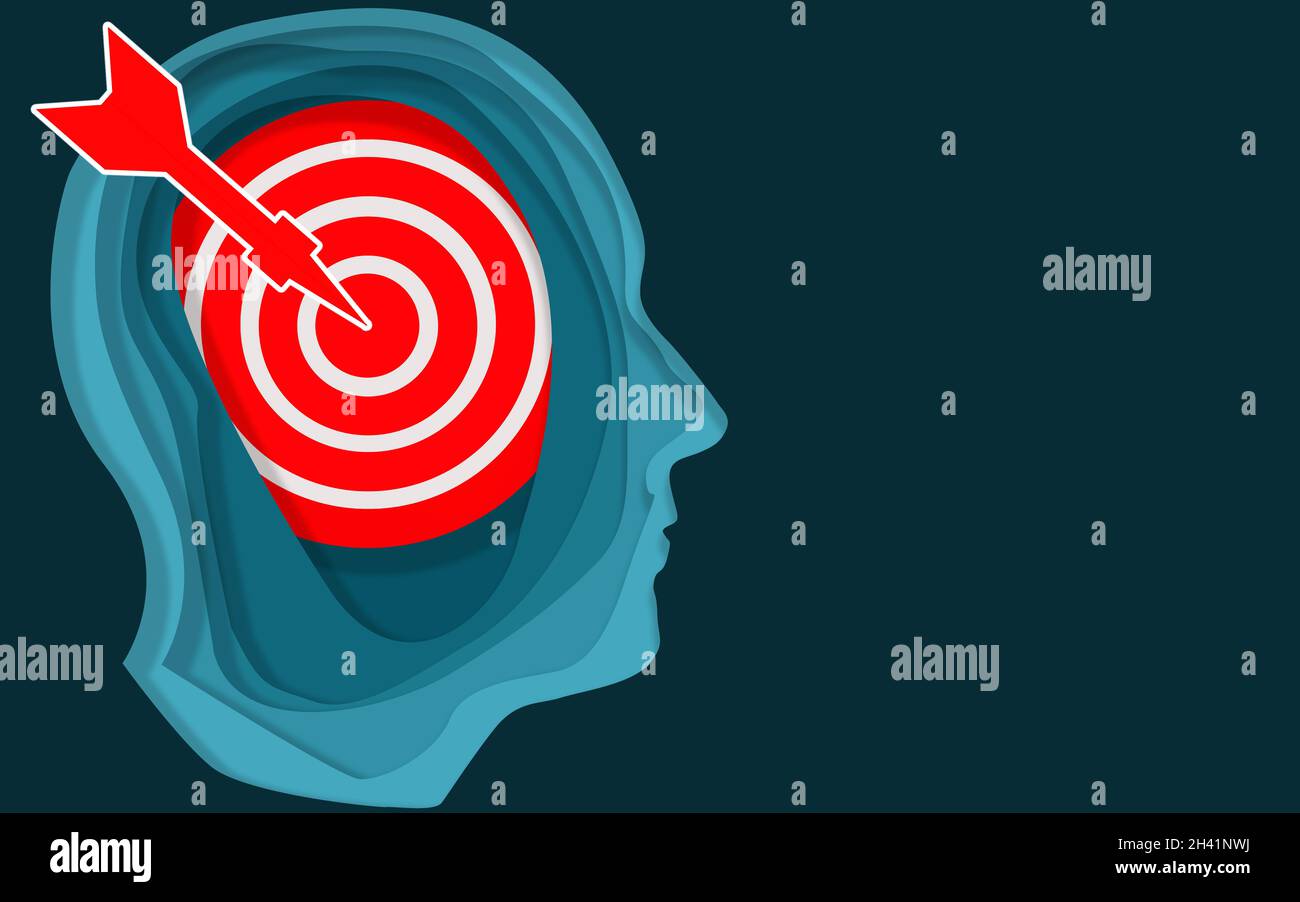 Human head with hand drawn dart hitting target Stock Photo - Alamy