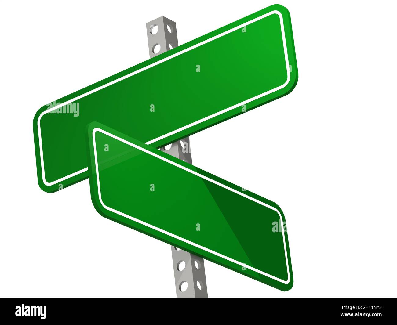 Road sign board for cross road in green Stock Photo - Alamy