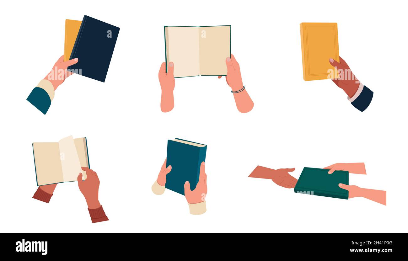 Holding cover of open book Stock Vector Images - Alamy