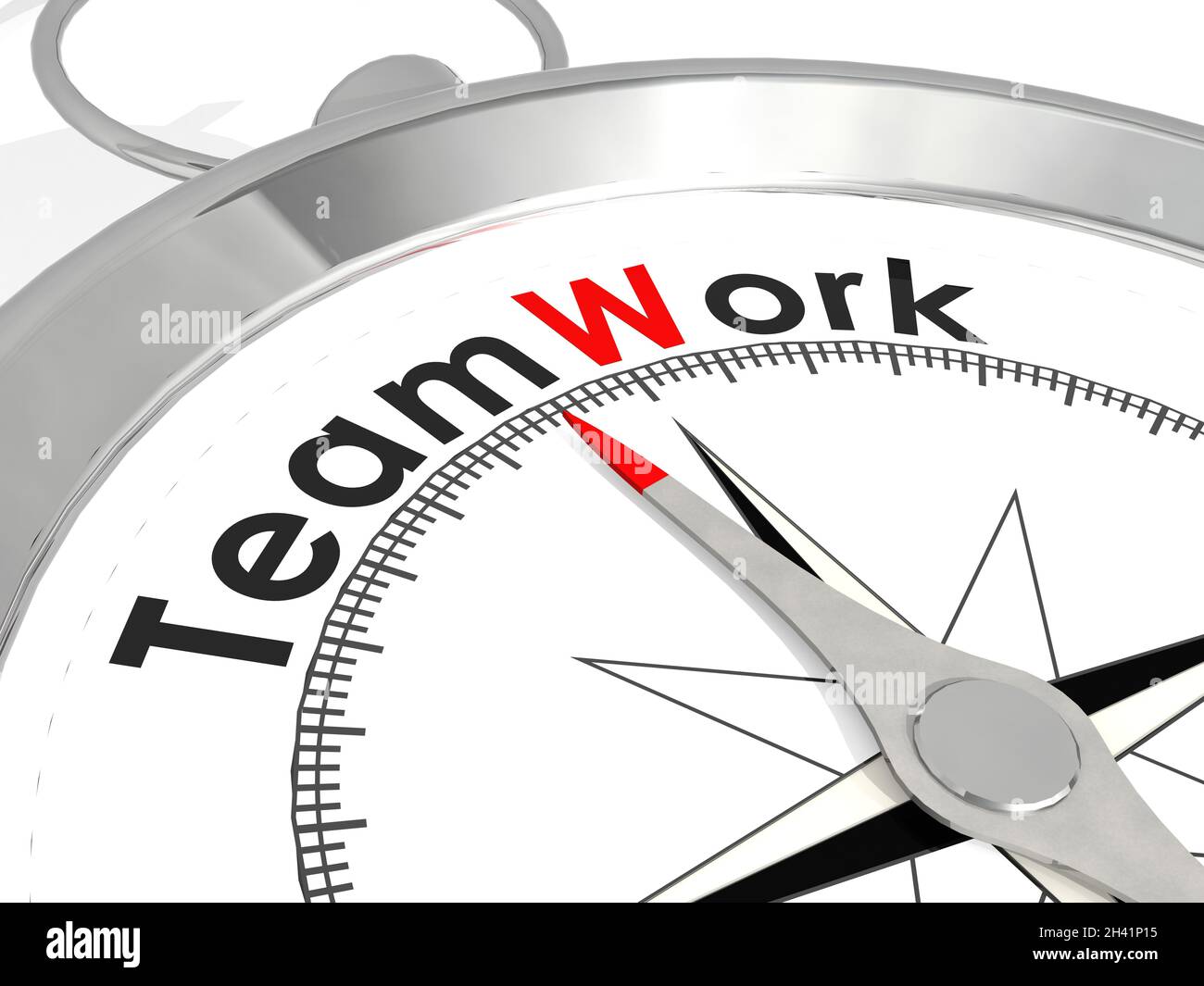 Teamwork word on metallic compass Stock Photo - Alamy