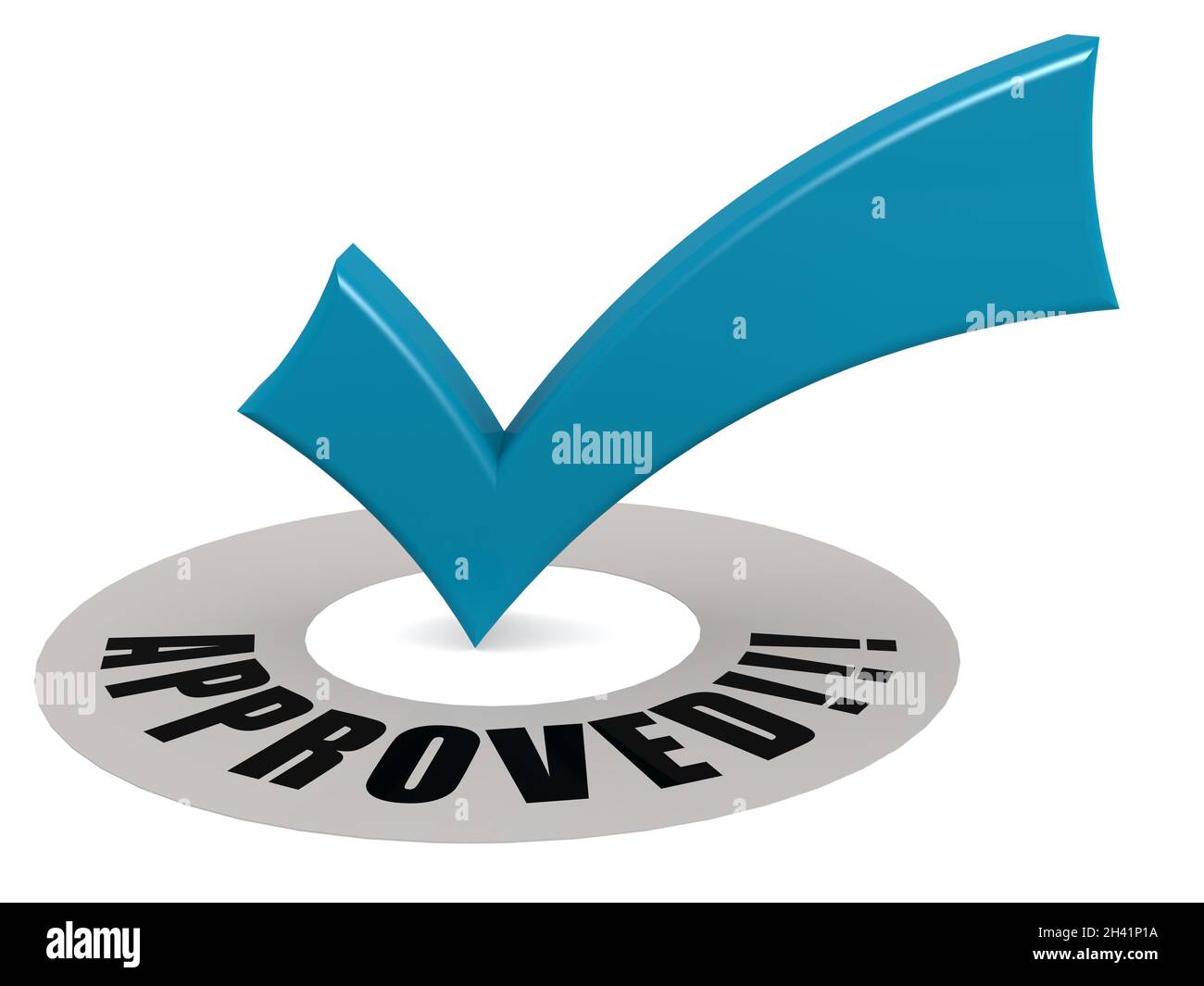 Approved word and blue check mark Stock Photo - Alamy