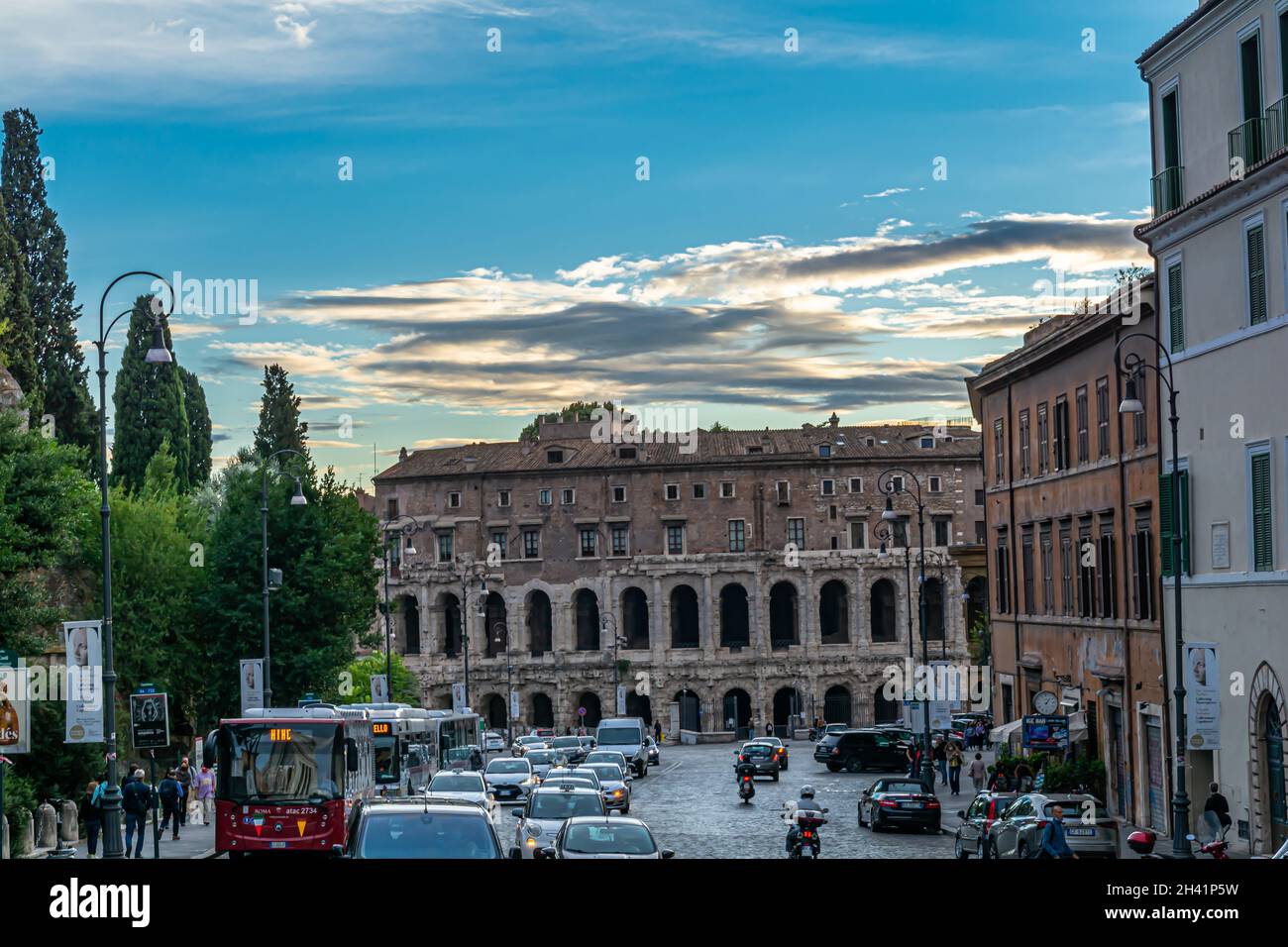 Rome, The theater of Marcellus next to the temple of Apollo Sosiano ...