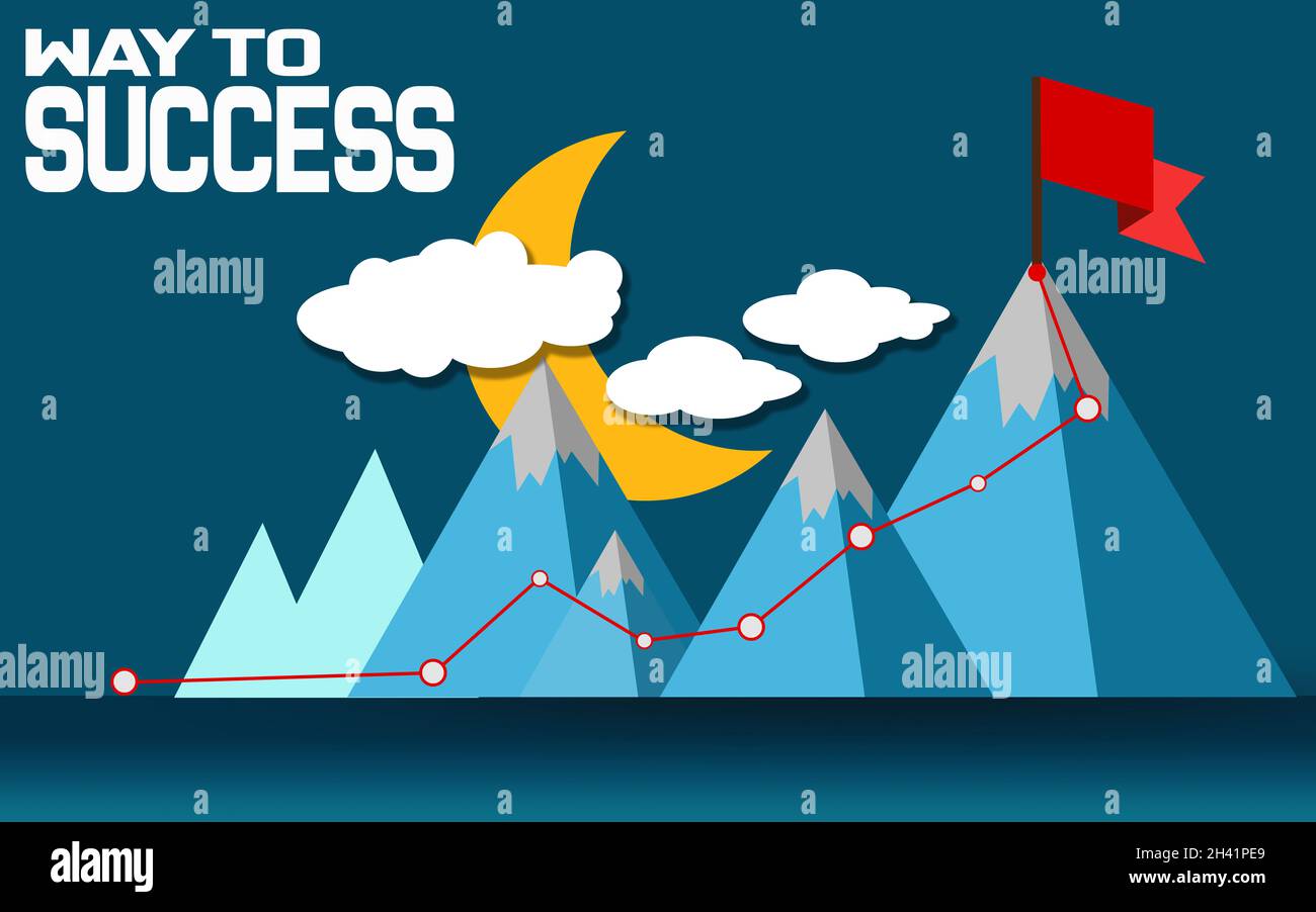 Way to success, flag on the mountain peak Stock Photo - Alamy