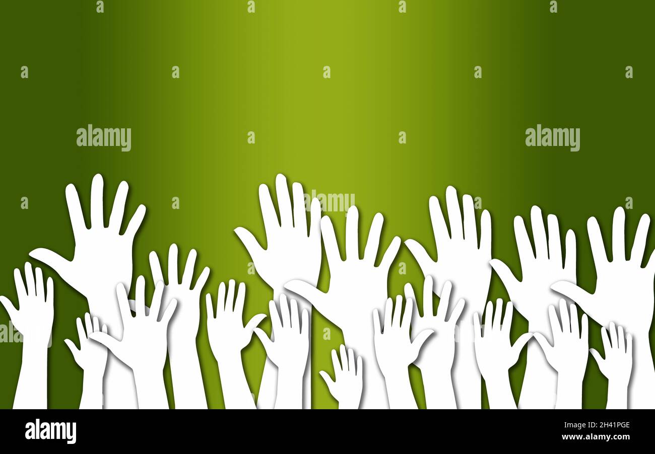 Concept of raised up hands Stock Photo - Alamy