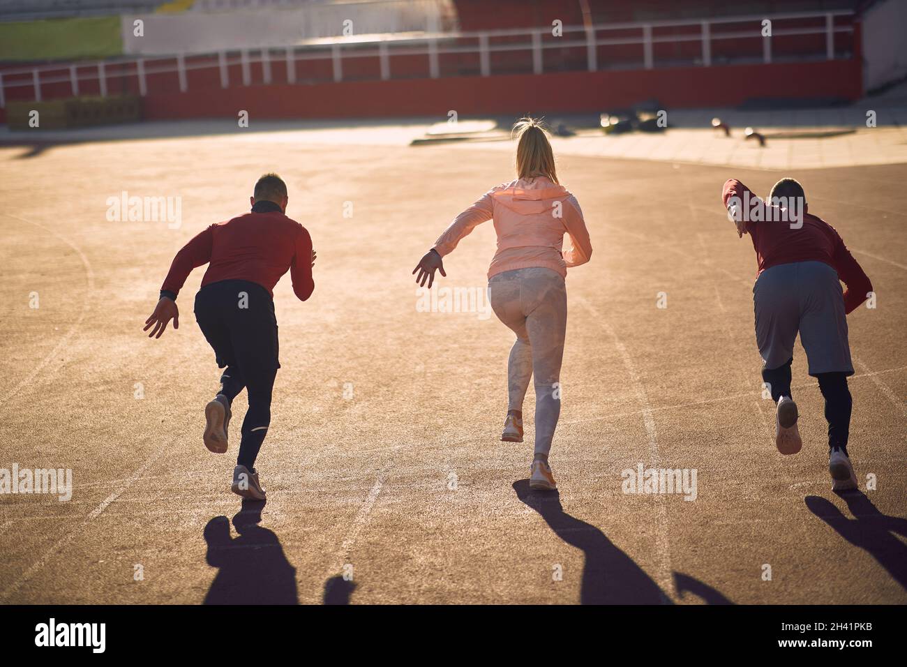 Group of athletes training for the race together Stock Photo - Alamy