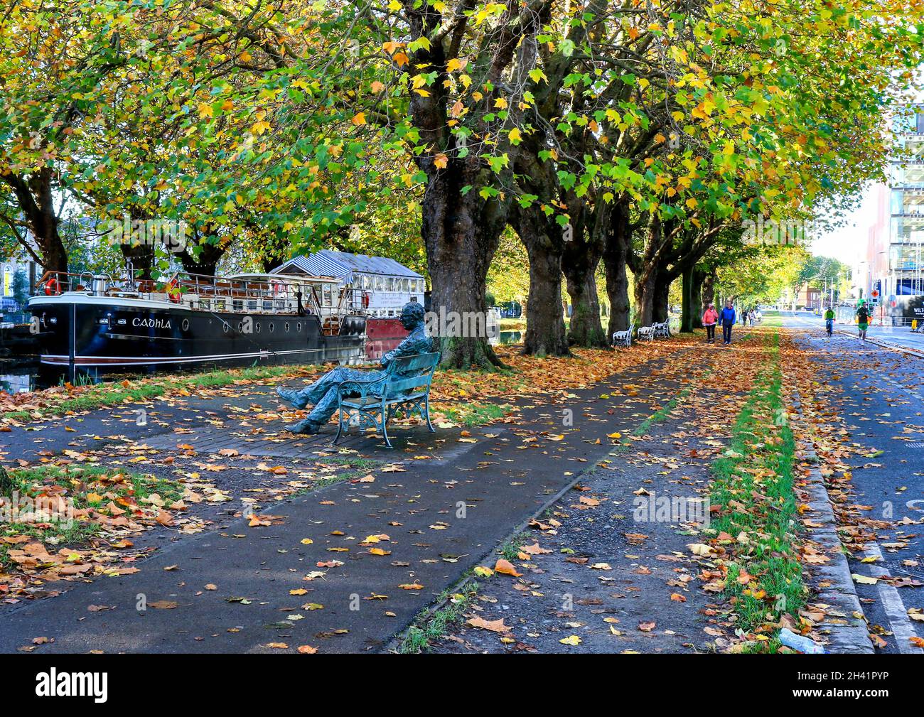 Autumn at Grand Canal, Dublin, Ireland with colorful leaves on trees ...