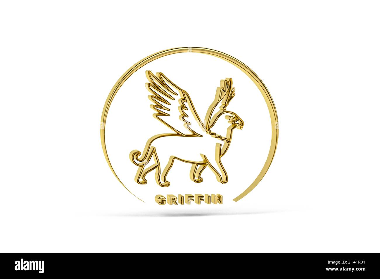 Golden 3d griffin icon isolated on white background - 3d render Stock ...