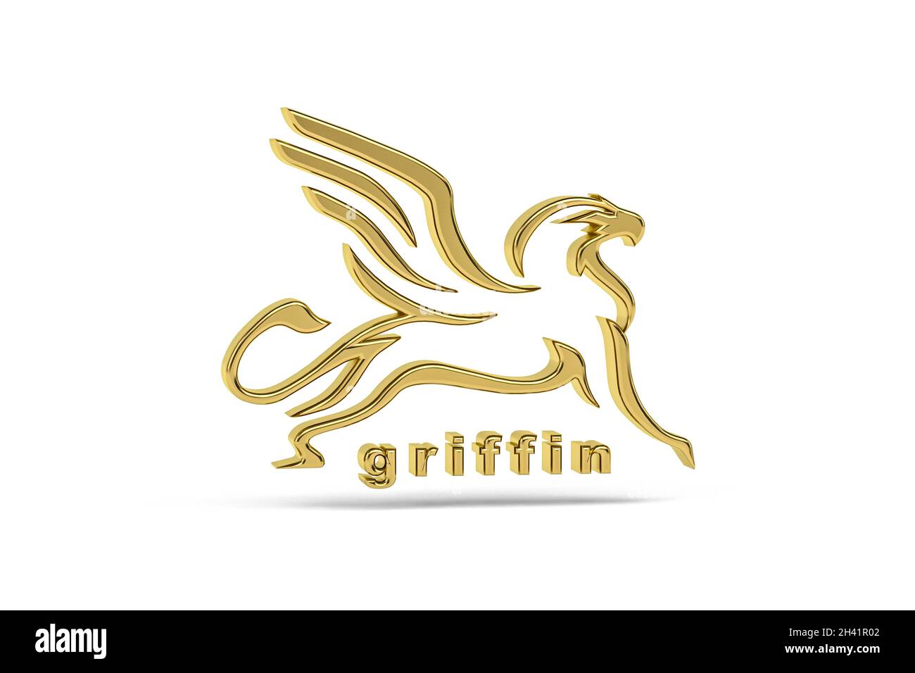 Golden 3d griffin icon isolated on white background - 3d render Stock ...