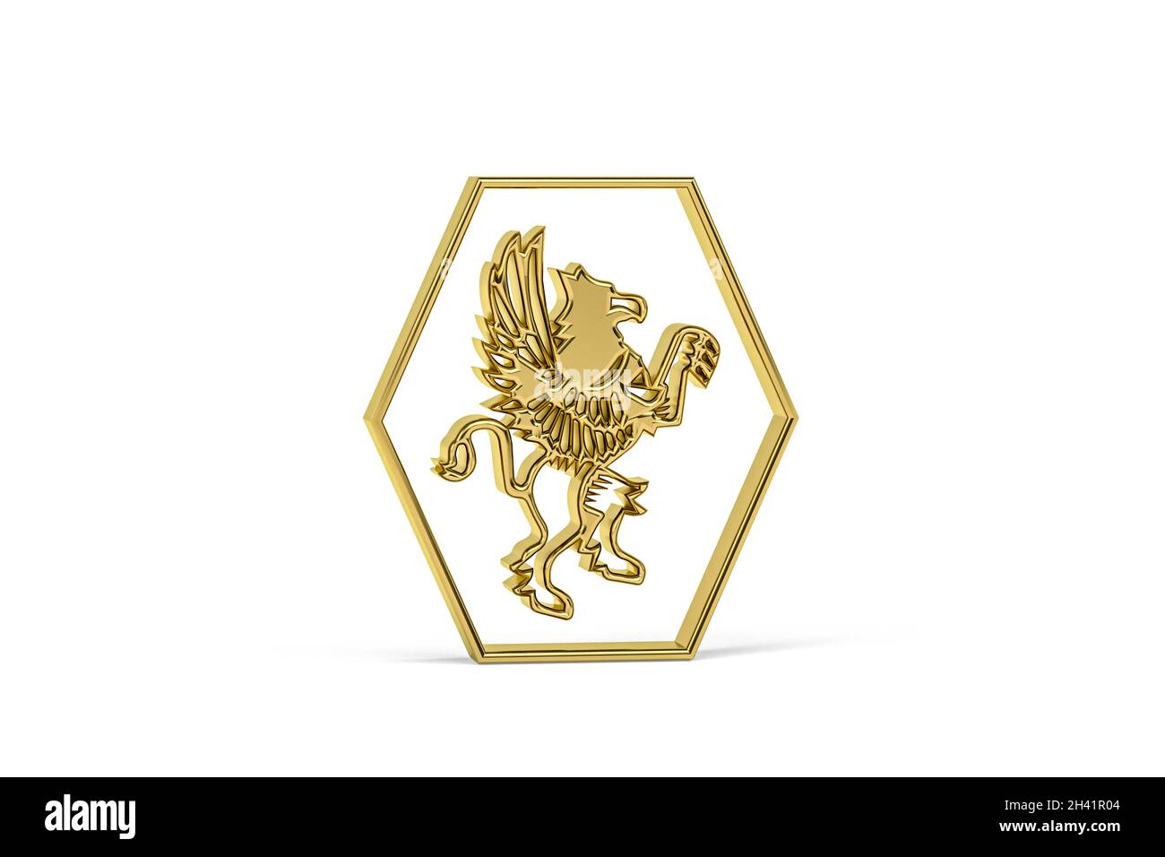 Golden 3d griffin icon isolated on white background - 3d render Stock ...