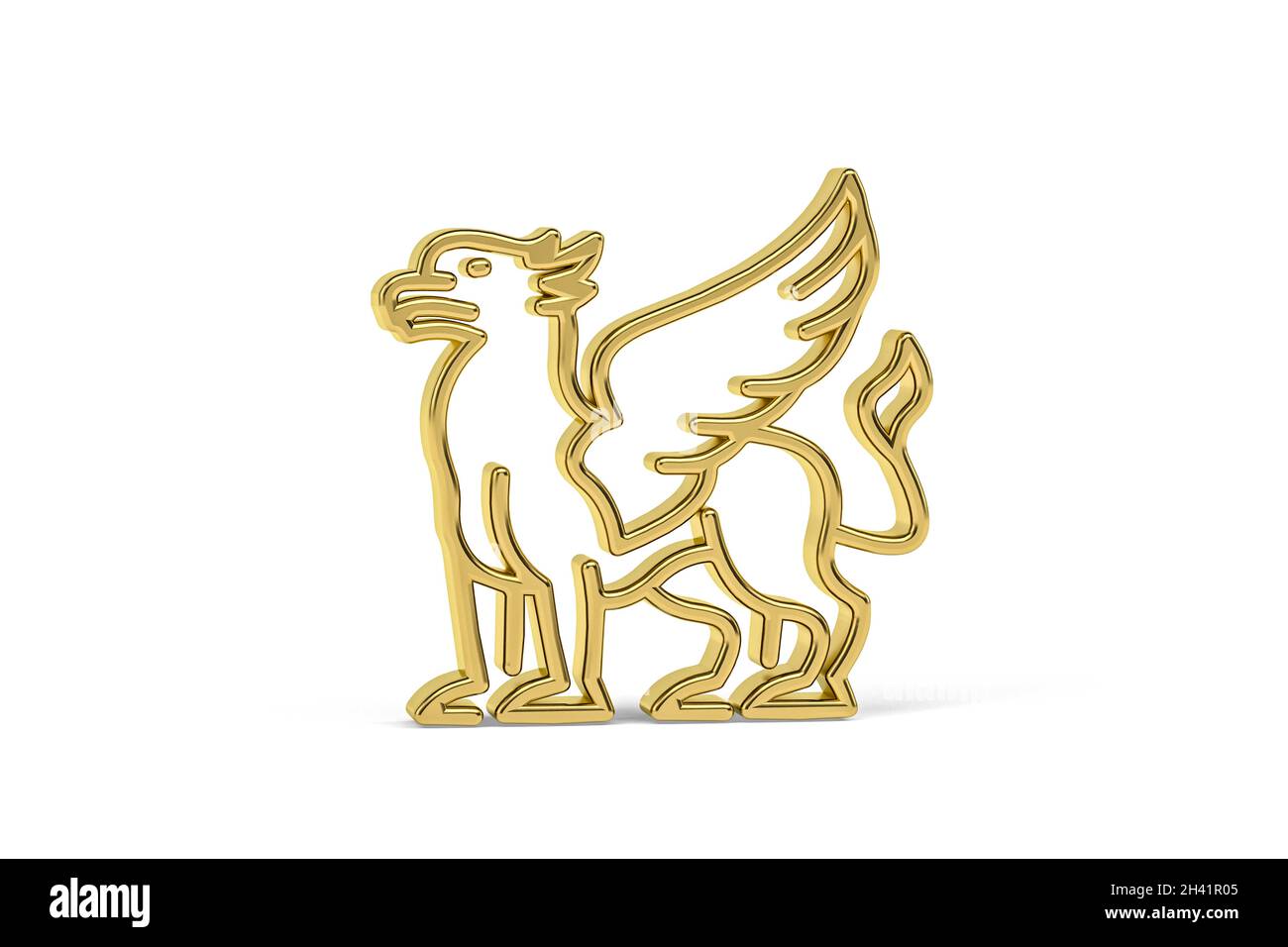 Golden 3d griffin icon isolated on white background - 3d render Stock ...
