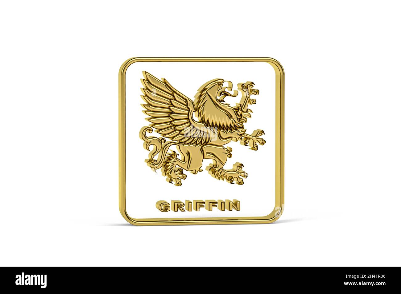 Golden 3d griffin icon isolated on white background - 3d render Stock ...