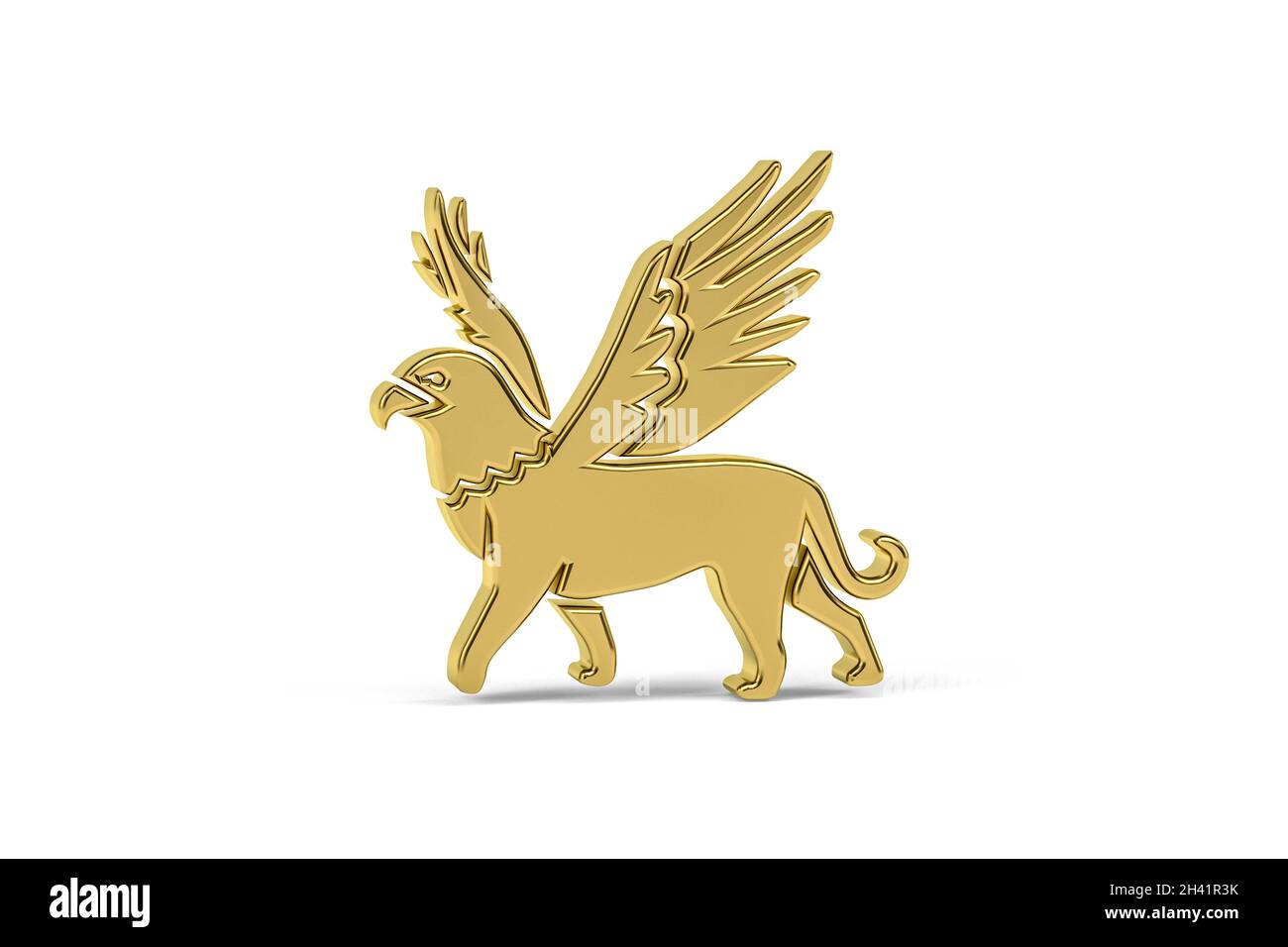 Golden 3d griffin icon isolated on white background - 3d render Stock ...