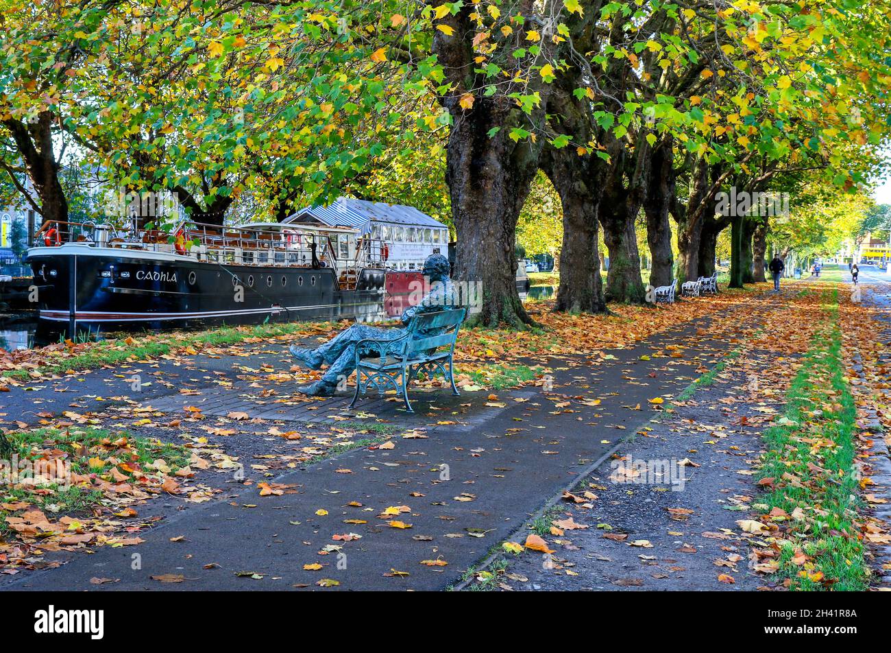 Autumn at Grand Canal, Dublin, Ireland with colorful leaves on trees ...