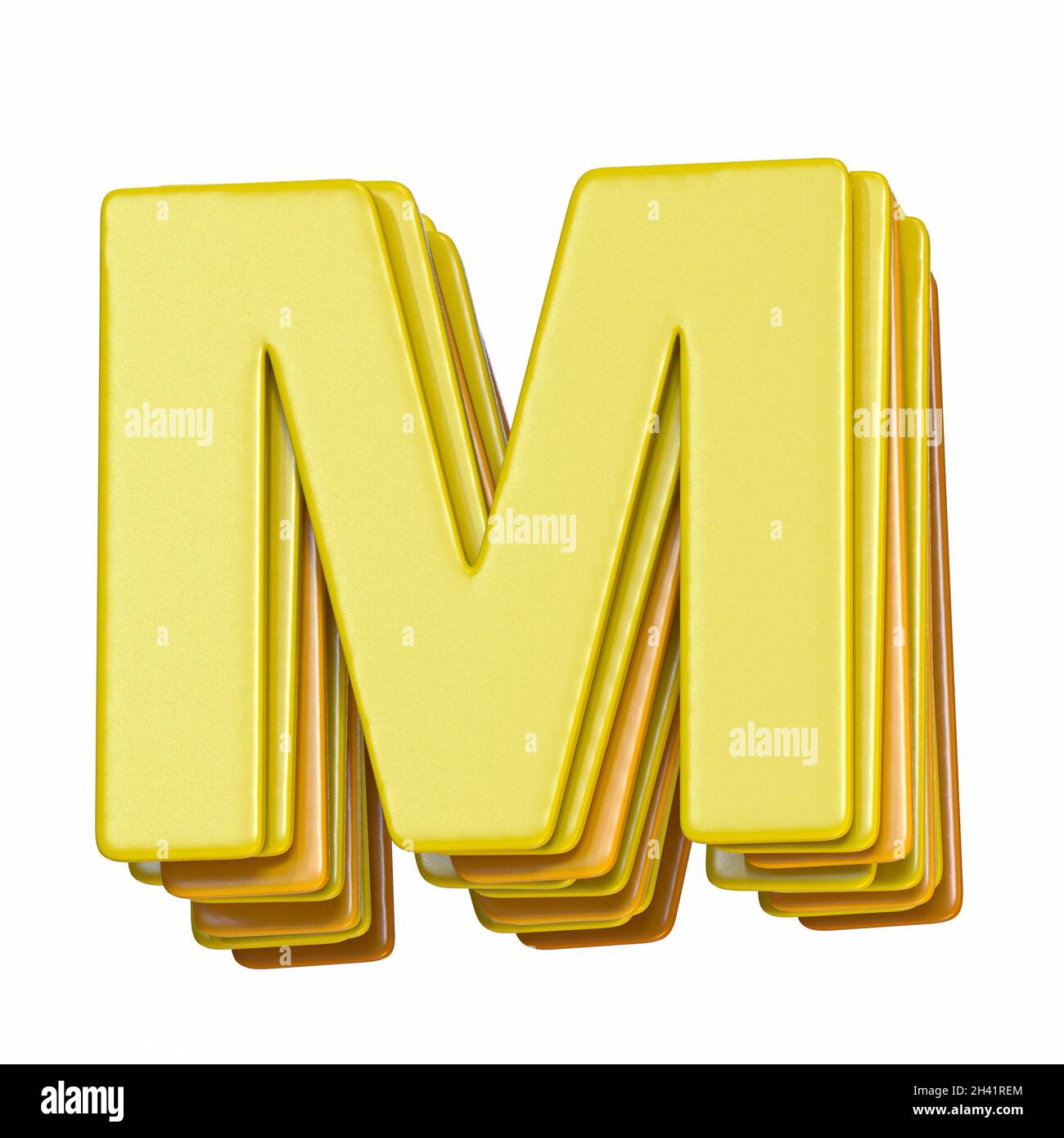 Yellow font Letter M 3D Stock Photo - Alamy