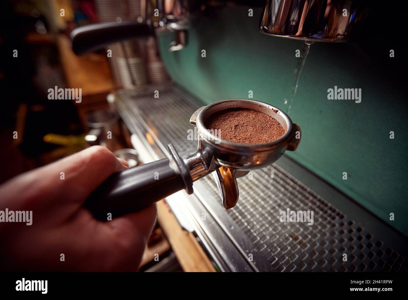 Process of making an aromatic and fragrant espresso. Coffee, beverage ...