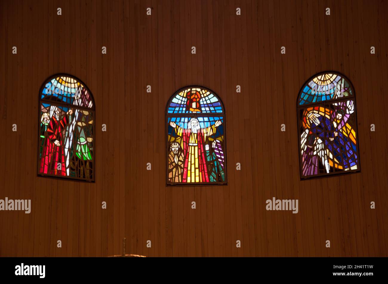 Stained Glass Windows, Moses Memorial Church , Mount Nebo, Jordan ...