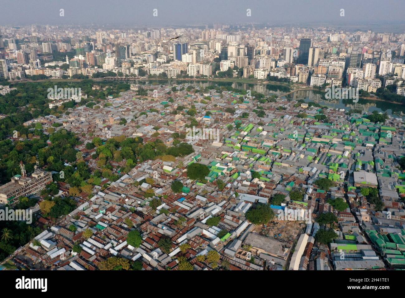 Dhaka, Bangladesh - October 31, 2021: Korail, the largest slum in Dhaka ...