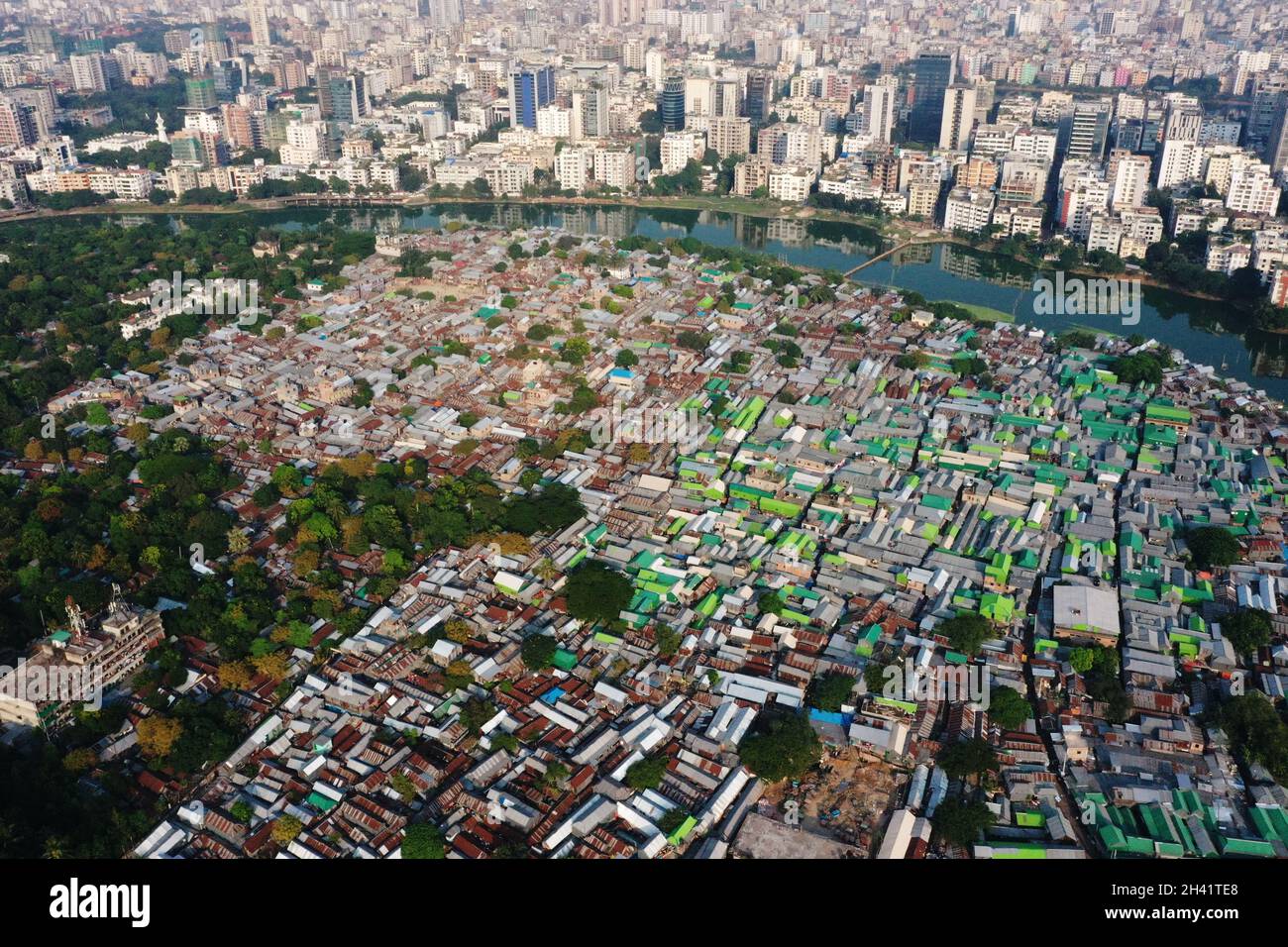 Dhaka, Bangladesh - October 31, 2021: Korail, the largest slum in Dhaka ...