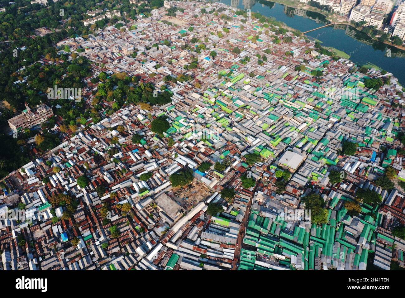 Dhaka, Bangladesh - October 31, 2021: Korail, the largest slum in Dhaka ...