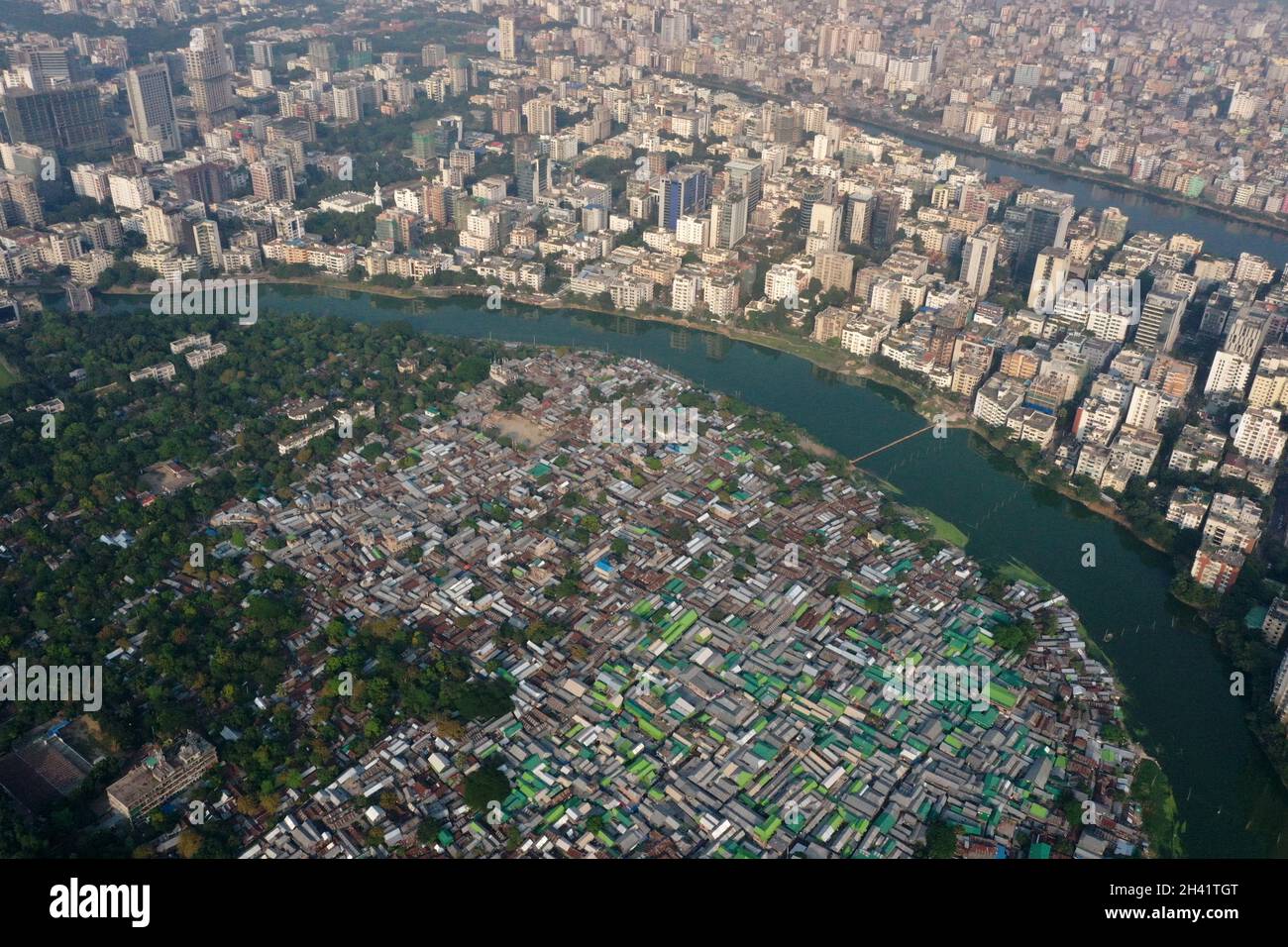 Dhaka, Bangladesh - October 31, 2021: Korail, the largest slum in Dhaka ...