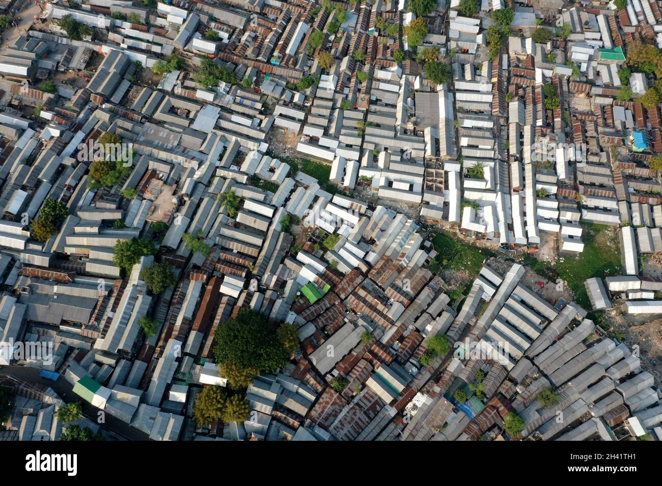 Dhaka, Bangladesh - October 31, 2021: Korail, the largest slum in Dhaka ...