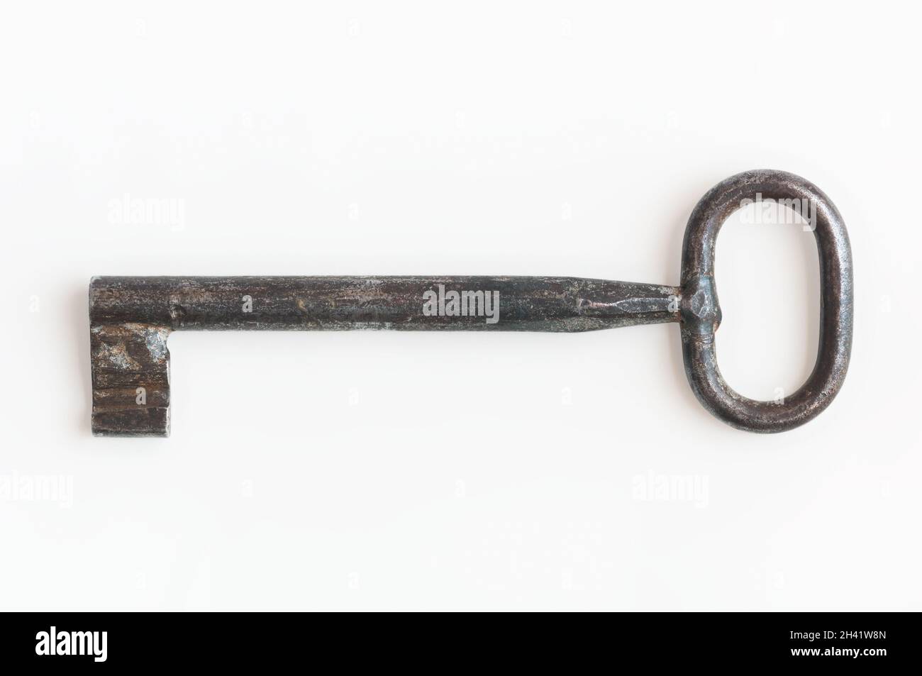 Single old keys on white background. Clipping path. Ancient and old ...