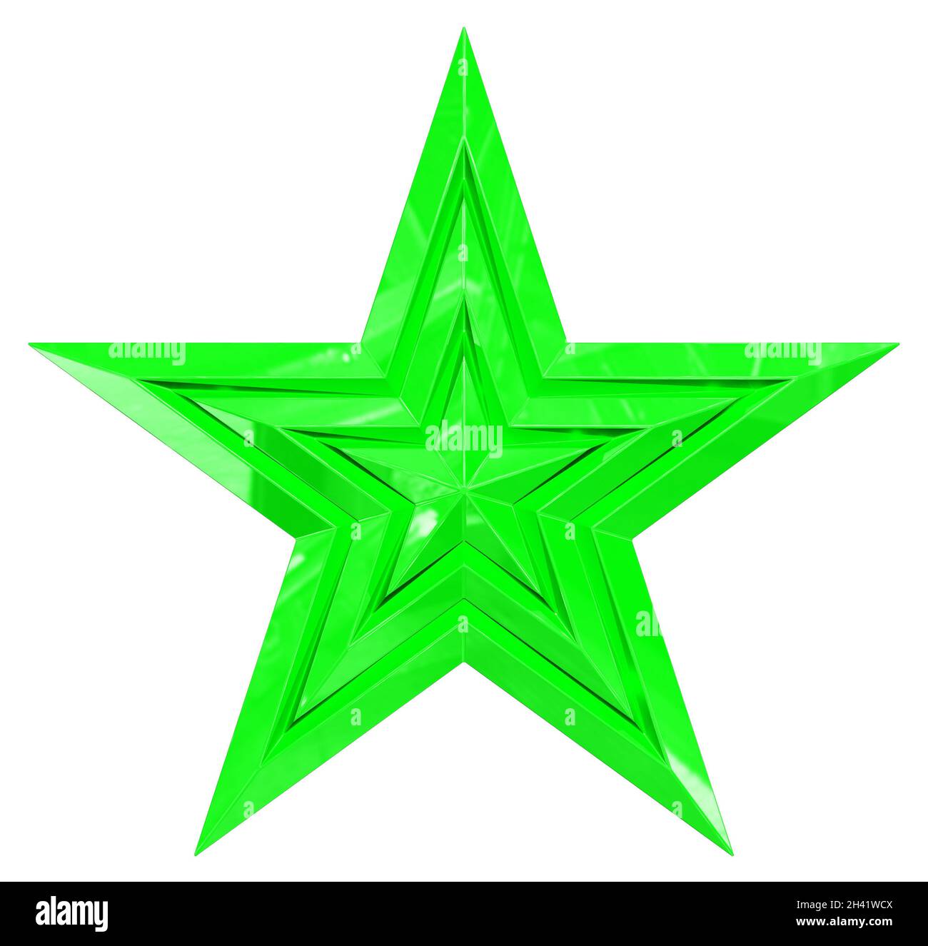 5 point star - Christmas Star - green single isolated on white ...