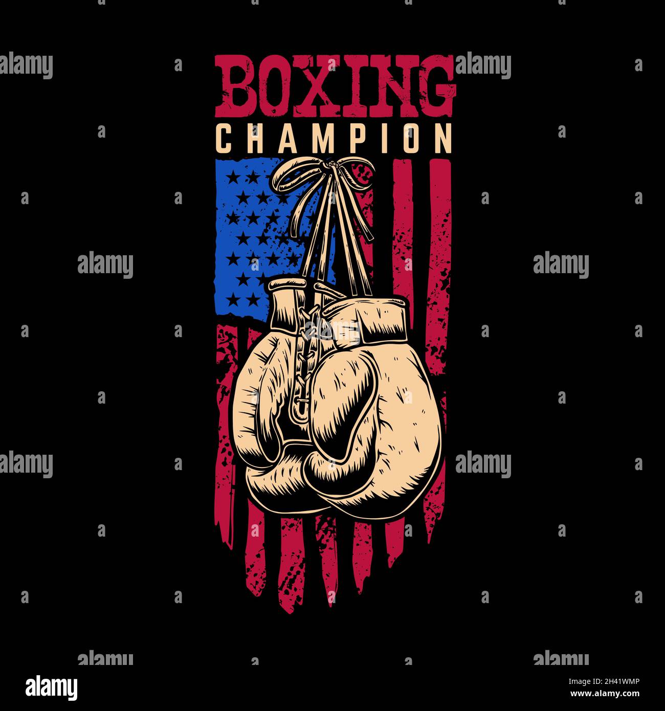 Boxing champion. Boxing gloves on american flag background. Design ...