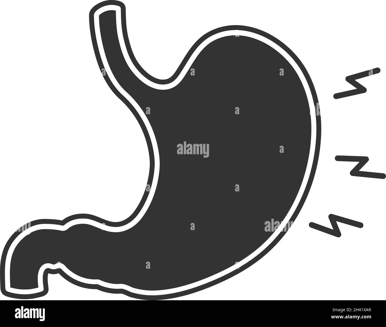 Stomach ache sign icon. sign simple line icon . Vector illustration ...