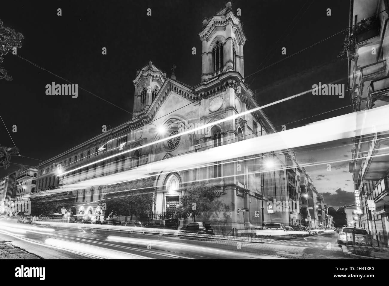 Cool long exposure cars traffic neon light trails, night view on the ...