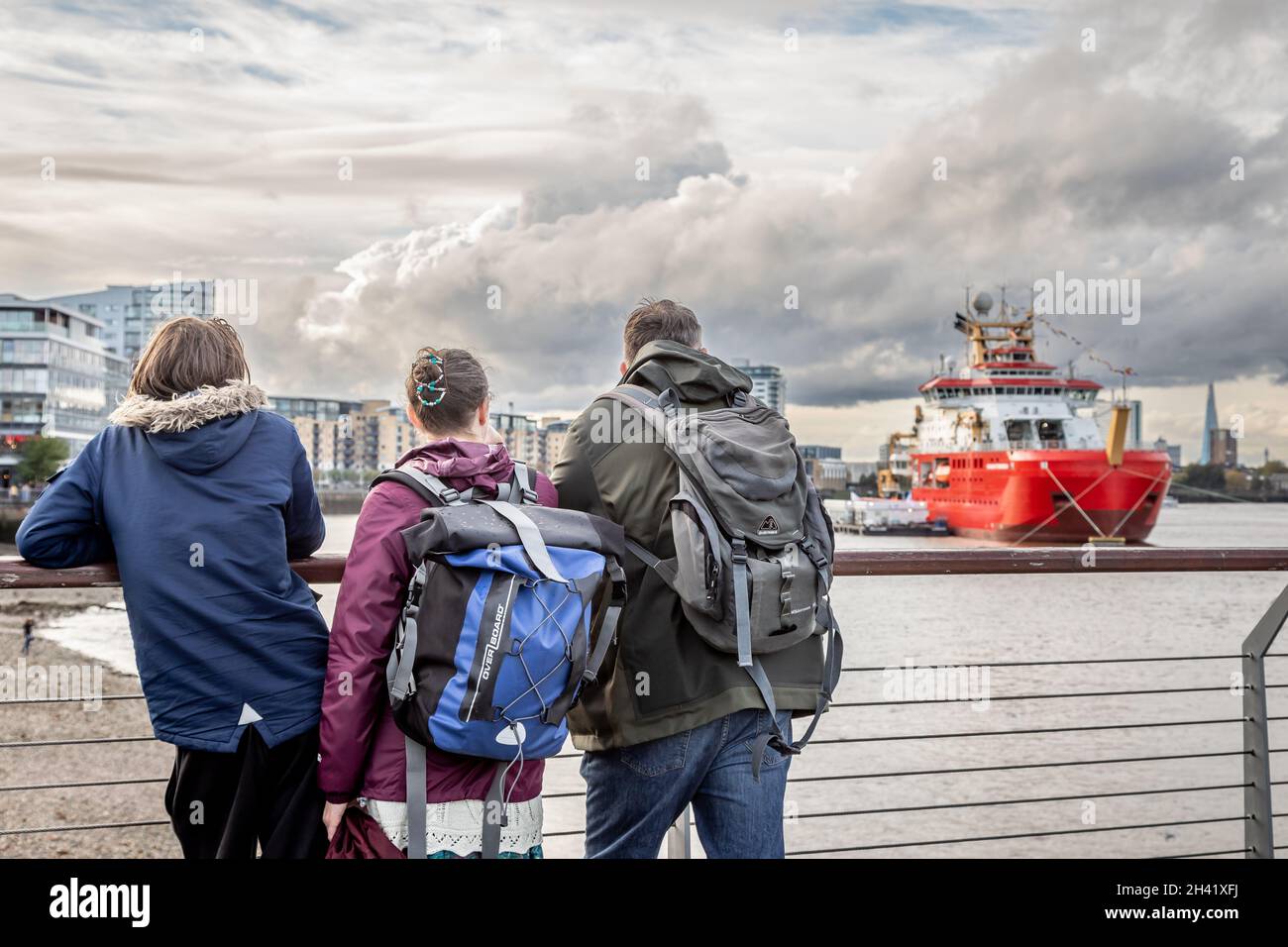 People gather to see 'RRS Sir Davis Attenborough' at Greenwich, London ...