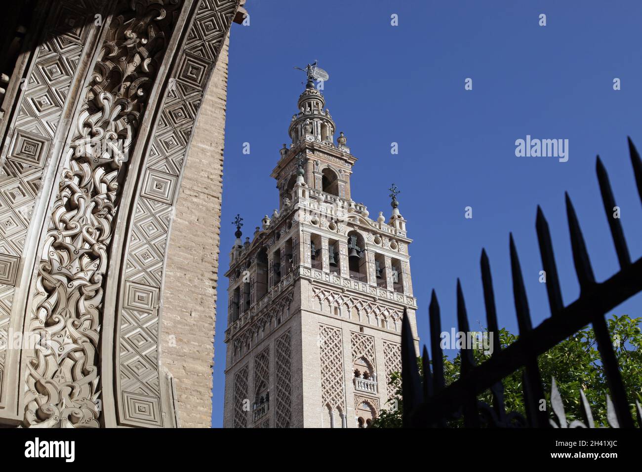 The Giralda,the Bell tower of the Cathedral of Seville Spain.Built as ...