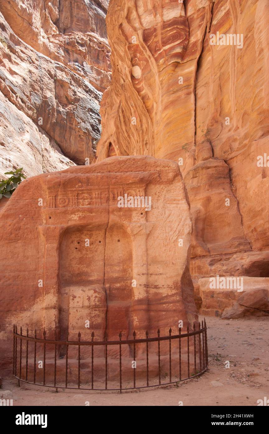 Monument, The Siq, Petra, Jordan, Middle East. The Siq is a natural ...