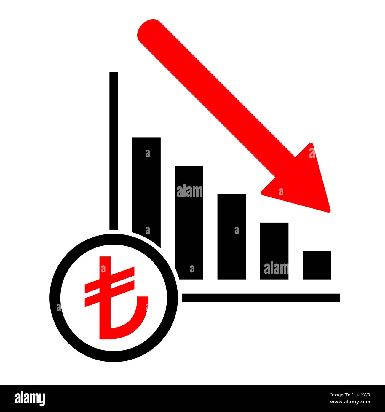 Loss, fall arrow economic symbol, income flat modern icon, isolated on ...